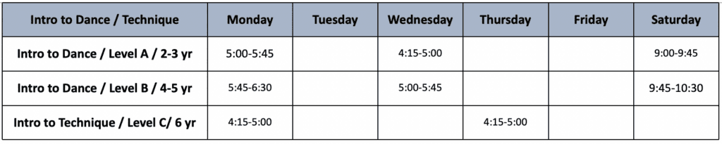 Class Schedule 2021-2022 - The Dance Center